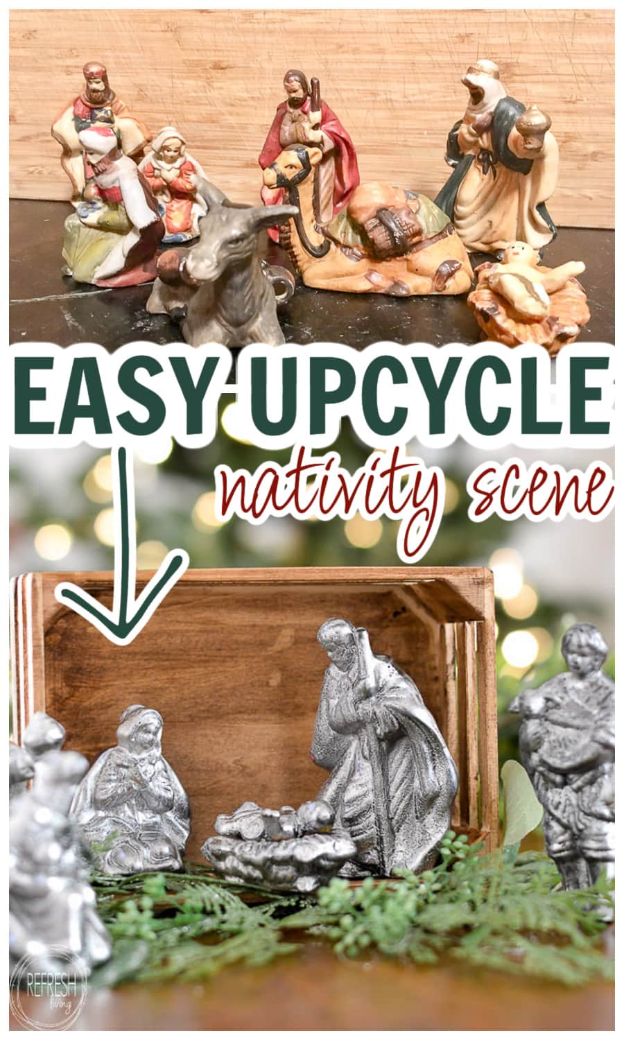 DIY Nativity Scene with Antique Mirror Finish • Refresh Living